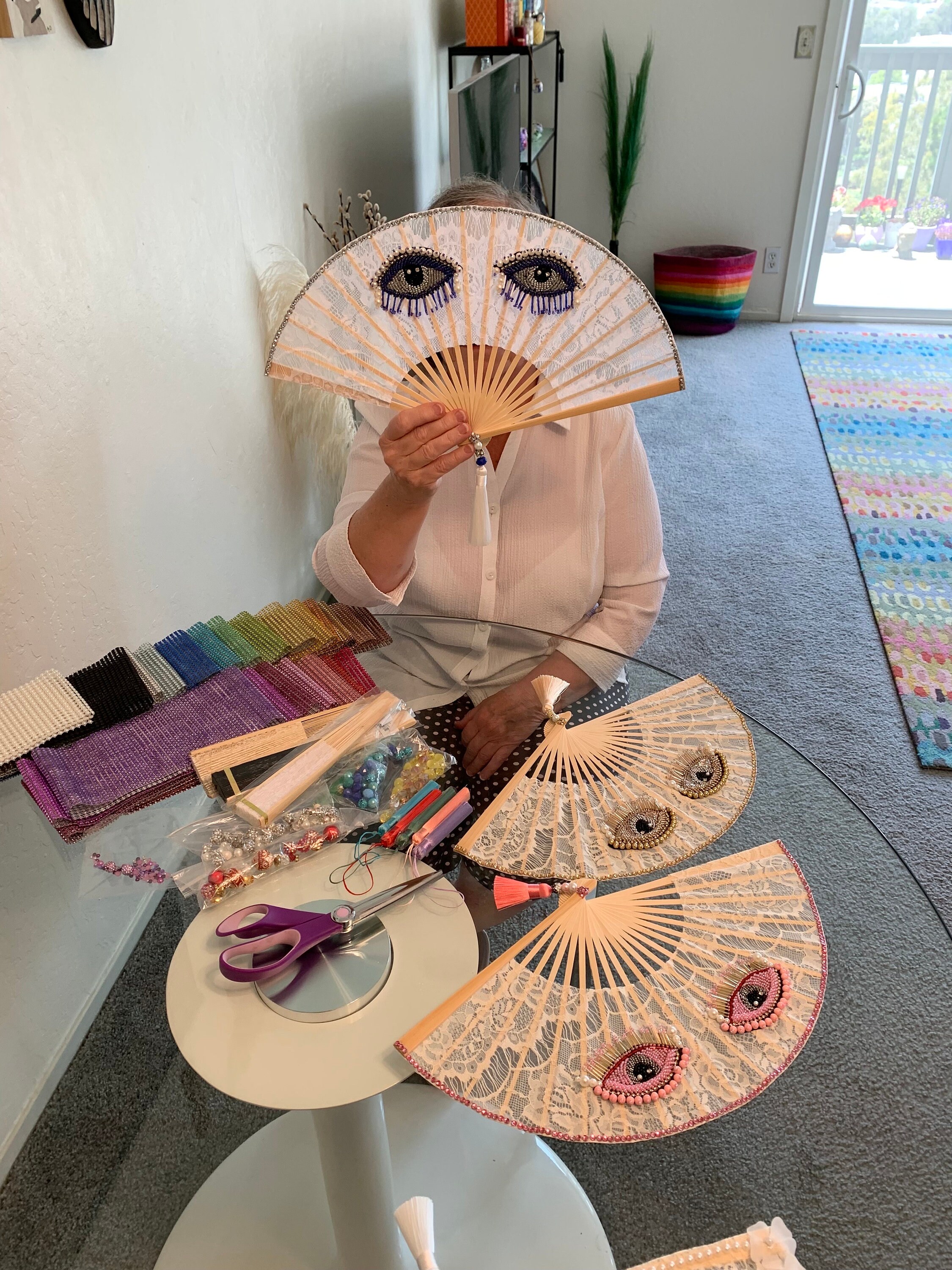 Costume Party, Hand Fan, Silver and Blue, Non-foldable - Etsy