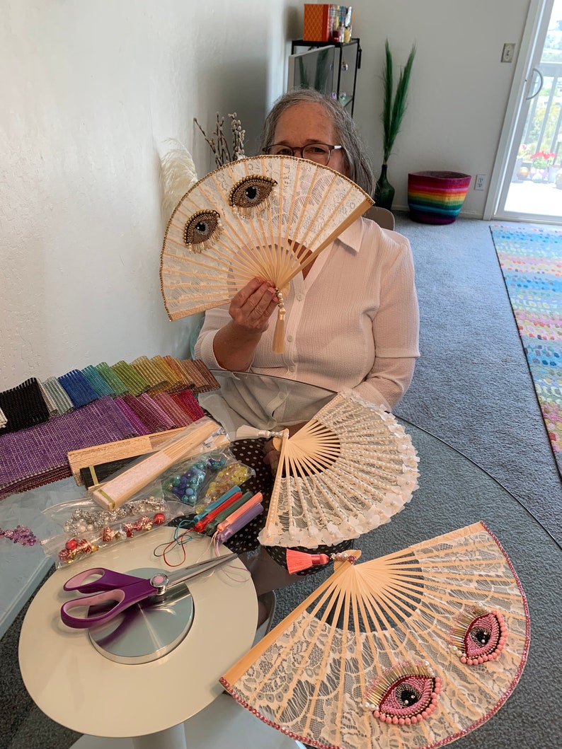 Hand Fan, Non-foldable, Costume Party, Black and White, Dimensional Art ...