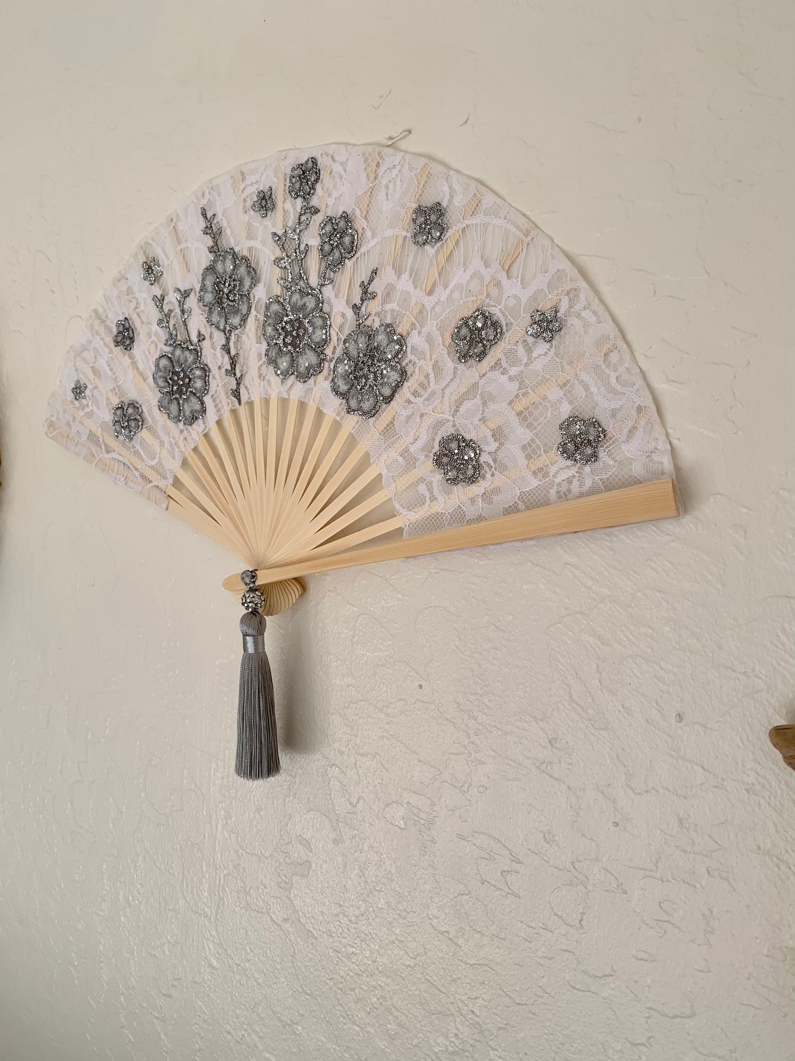 Fan for Wedding Silver and White Hand Fan - Etsy