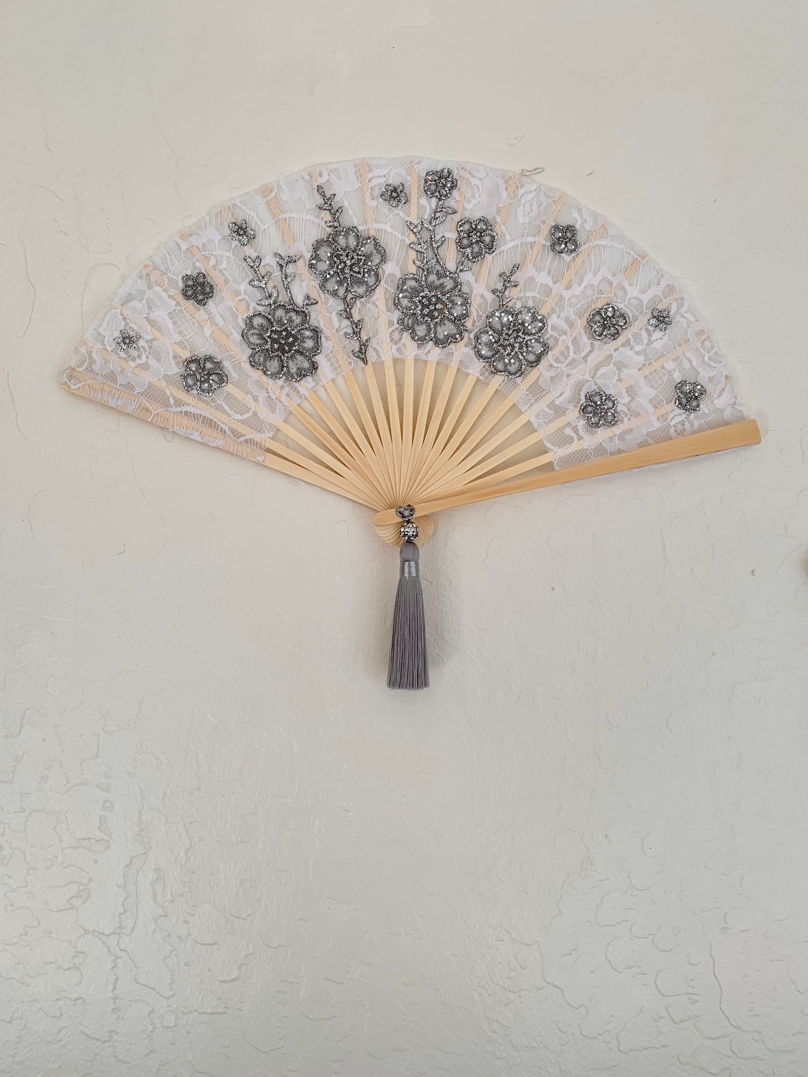 Fan for Wedding Silver and White Hand Fan - Etsy