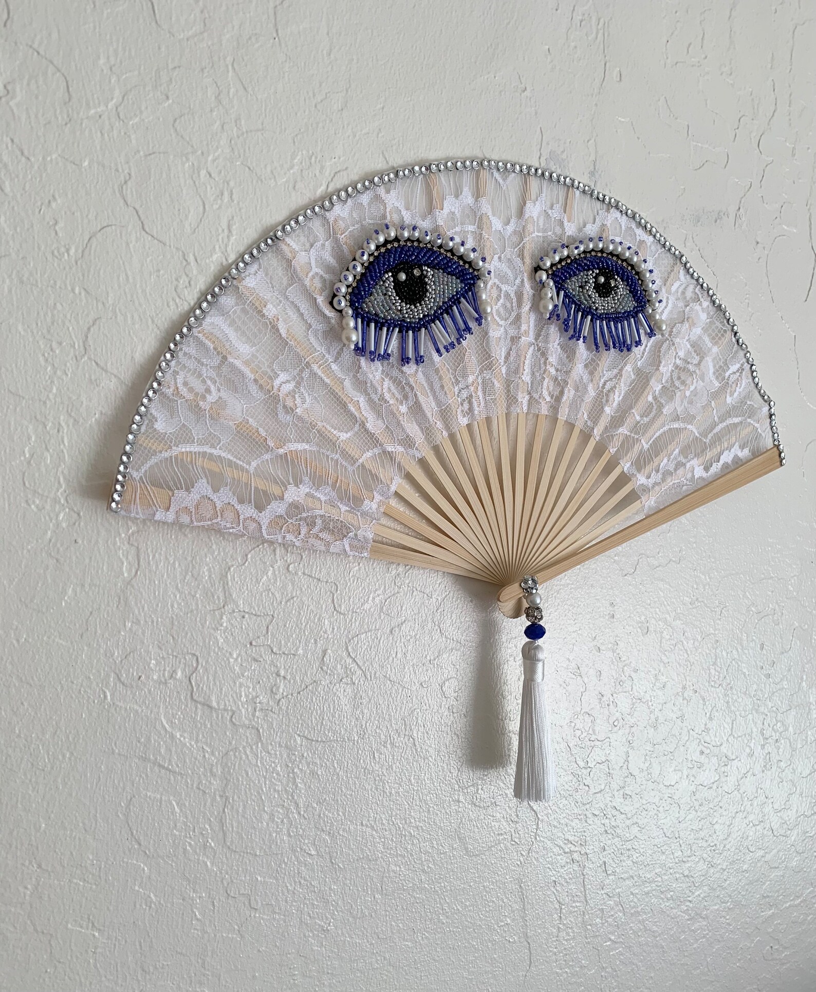 Costume Party, Hand Fan, Silver and Blue, Non-foldable - Etsy