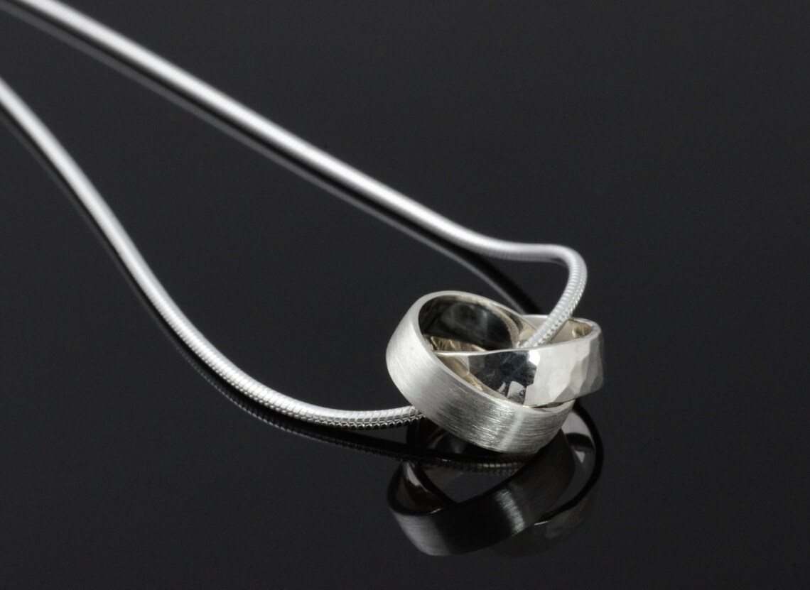 Double Ring Necklace, Two Circles Necklace, Silver Necklace, Silver ...