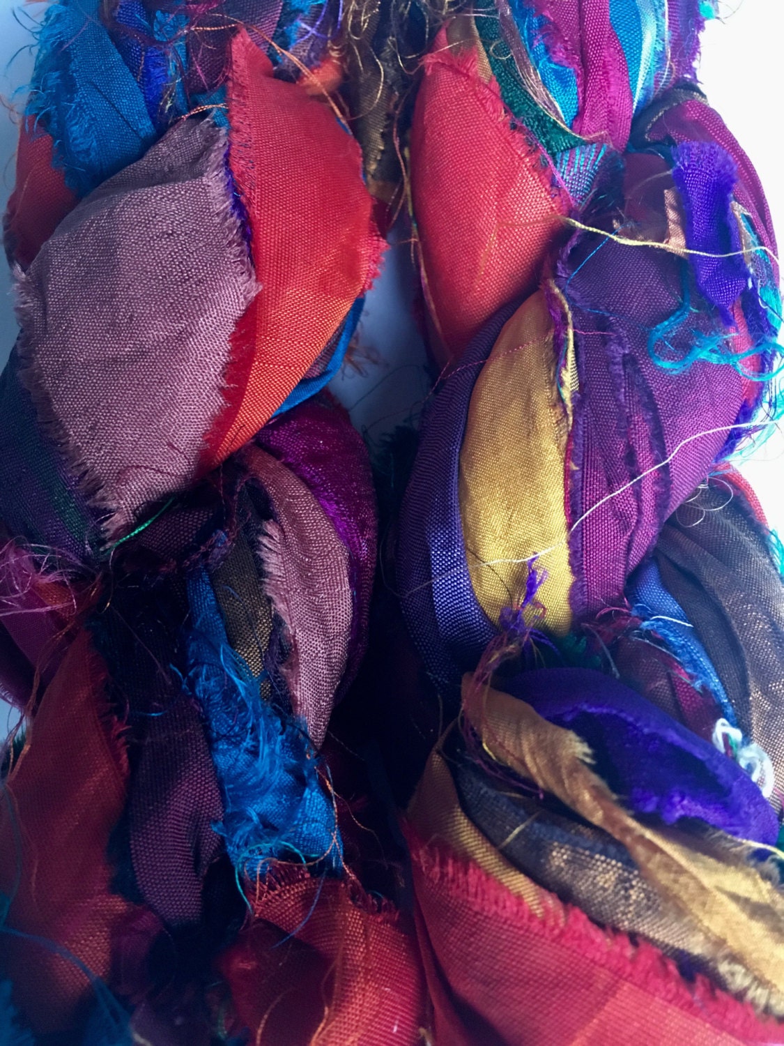 Recycled Silk Sari Ribbon - Art Yarn - Handmade, Eco-Friendly ...