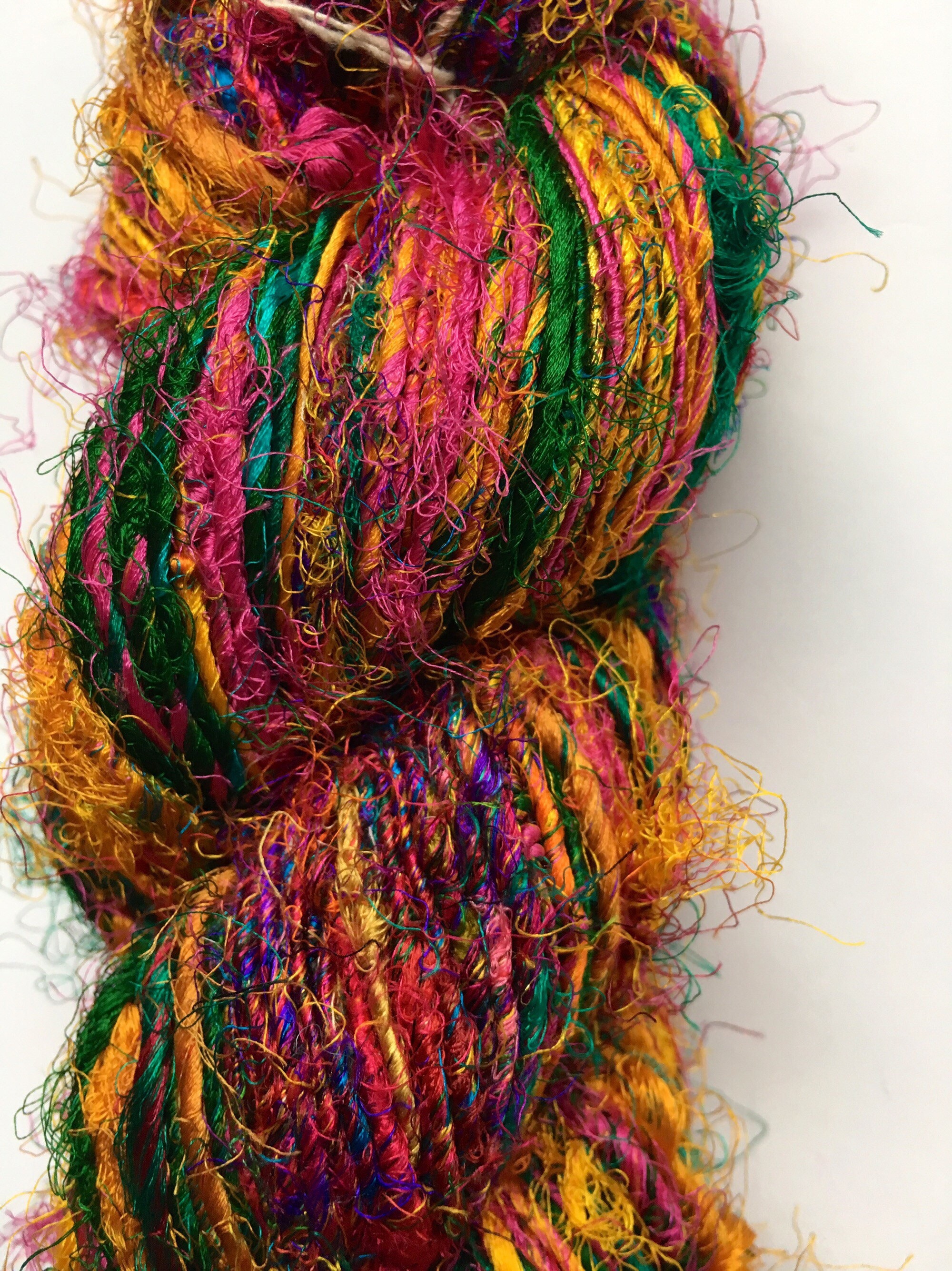 Premium Grade Recycled Silk Sari Yarn - Art Yarn - Hand Spun, Eco ...