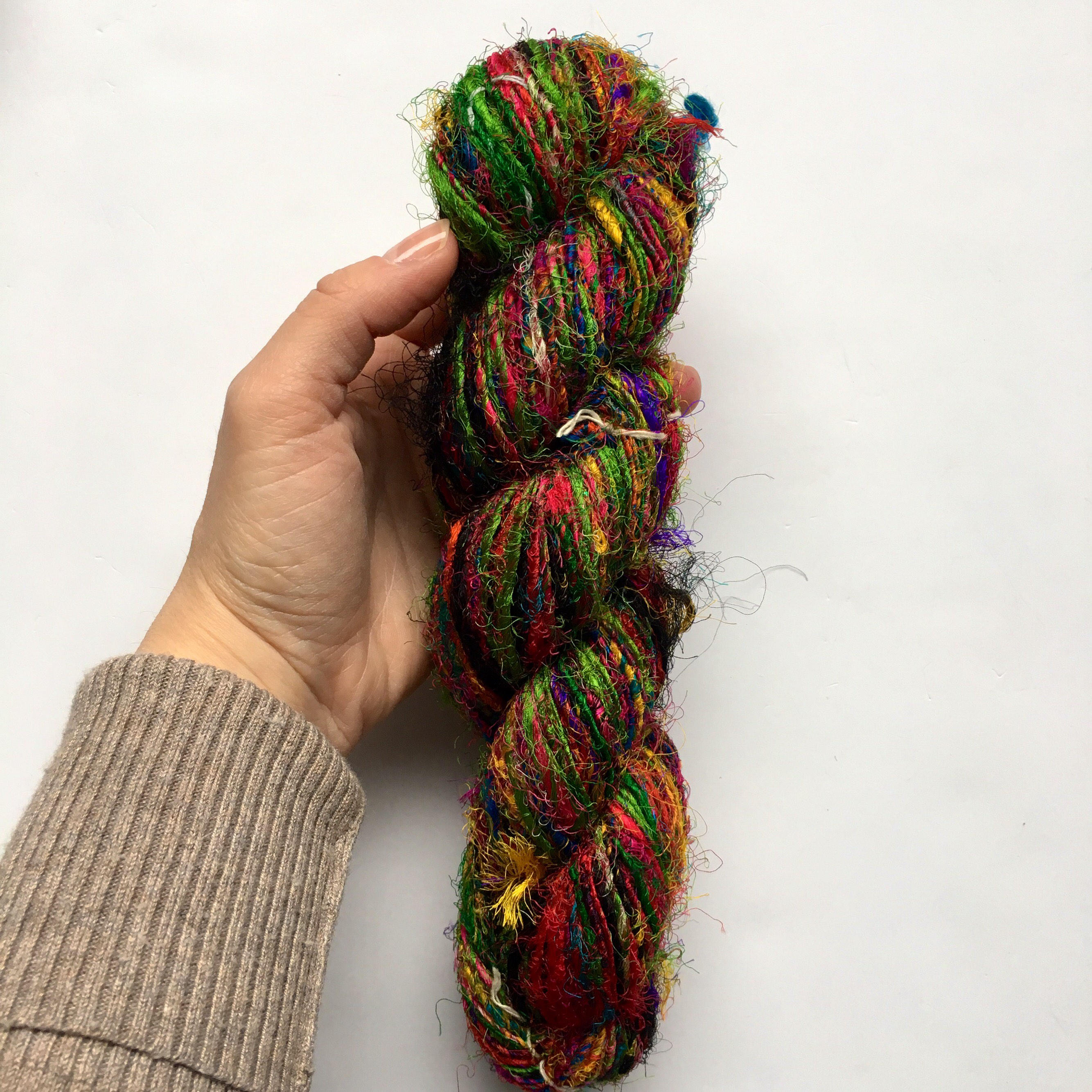 Premium Grade Recycled Silk Sari Yarn - Art Yarn - Hand Spun, Eco ...