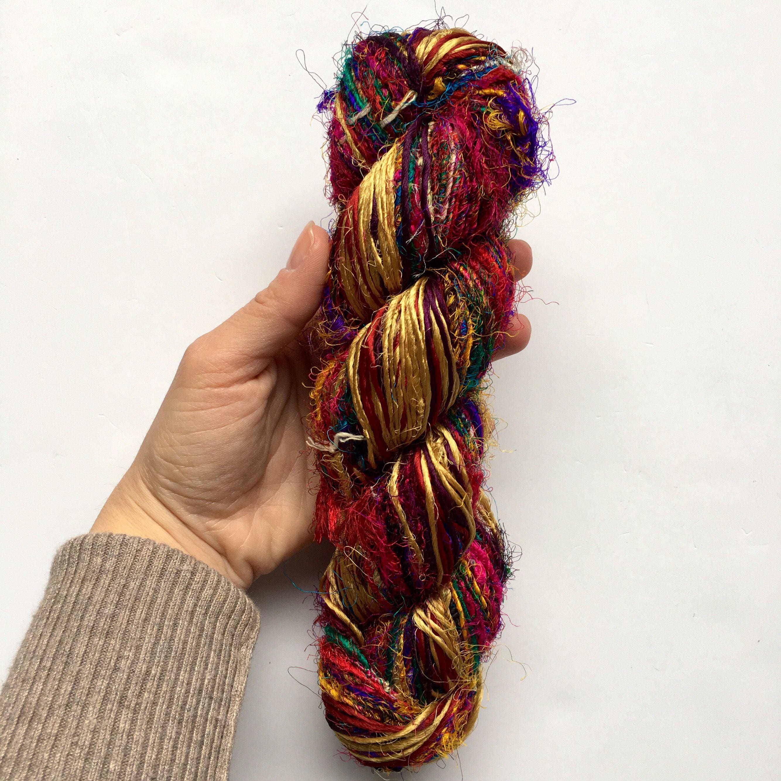 Premium Grade Recycled Silk Sari Yarn - Art Yarn - Hand Spun, Eco ...
