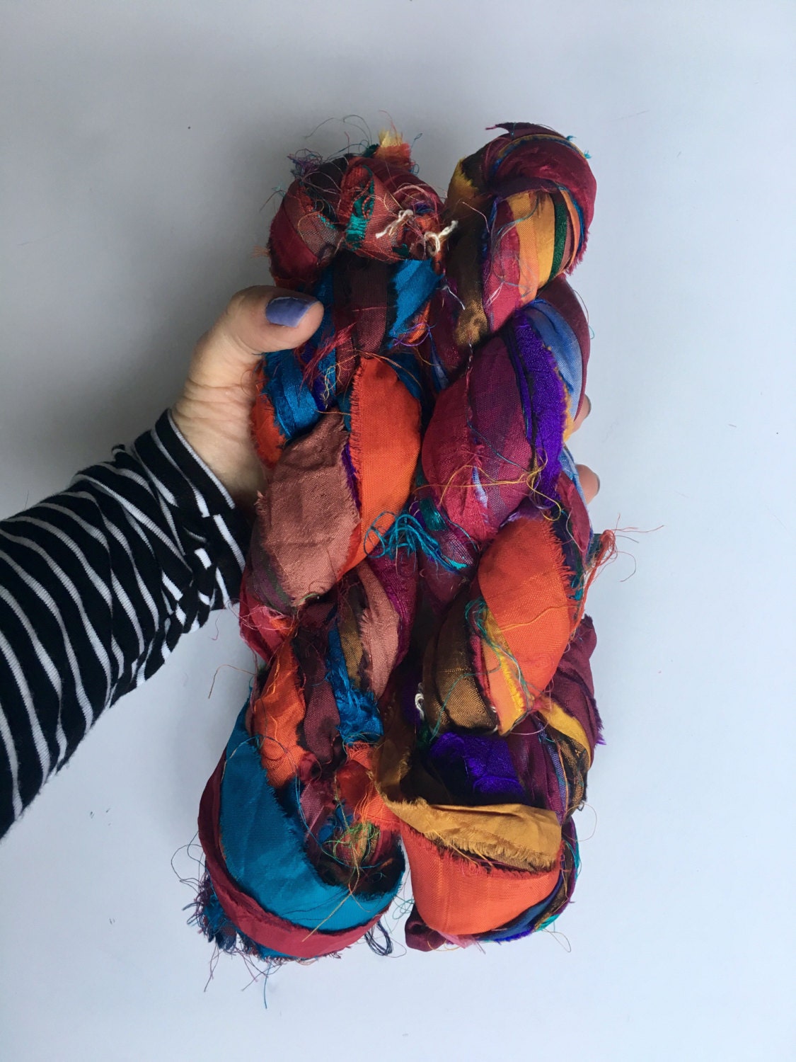 Recycled Silk Sari Ribbon - Art Yarn - Handmade, Eco-Friendly ...