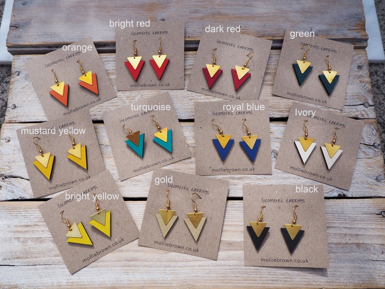 Beautiful and Unique Geometric Triangle Earrings Handmade - Etsy