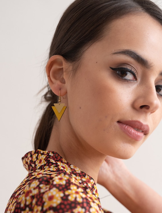 Beautiful and Unique Geometric Triangle Earrings Handmade - Etsy