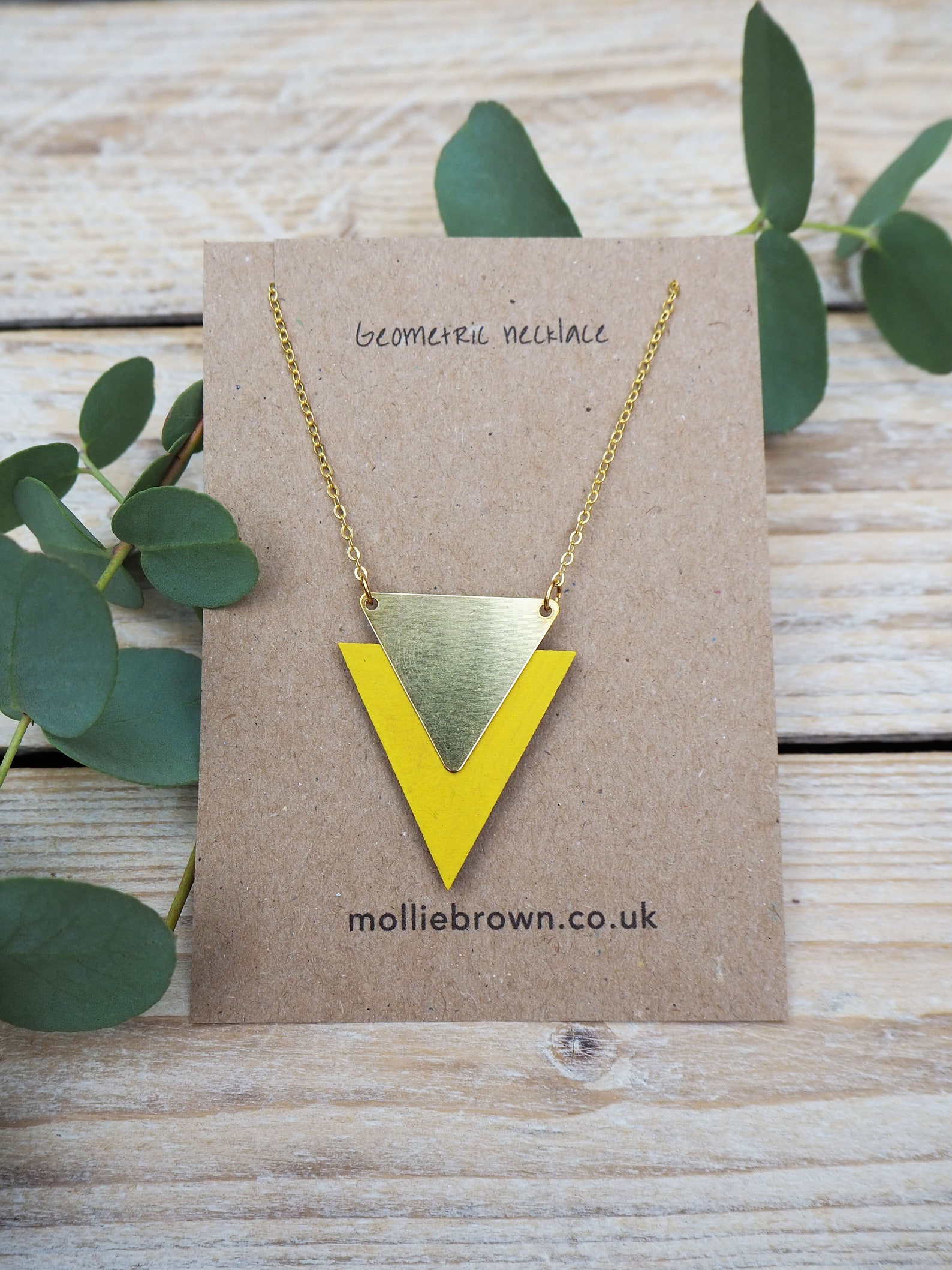 Geometric Necklace - Triangle Necklace - Geometric Jewellery - Wood and ...