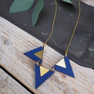 Triple Triangle Necklace Geometric Necklace Geo Jewellery - Etsy