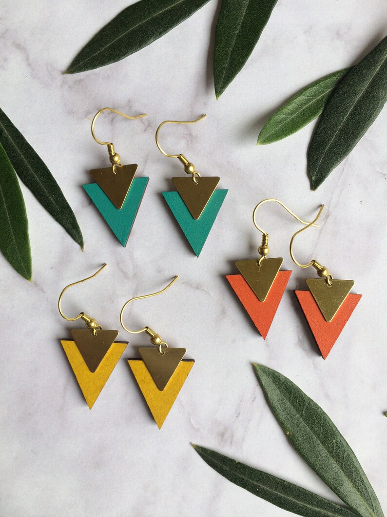 Beautiful and Unique Geometric Triangle Earrings Handmade - Etsy