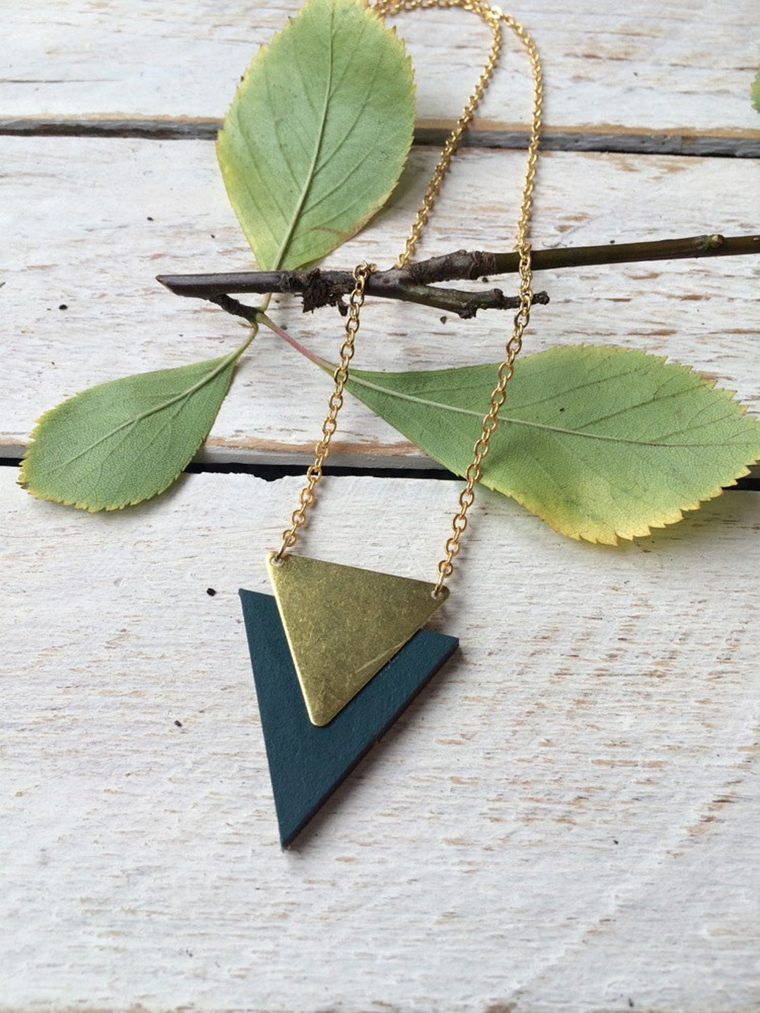 Geometric Necklace - Triangle Necklace - Geometric Jewellery - Wood and ...