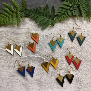Beautiful and Unique Geometric Triangle Earrings Handmade Triangle Drop ...