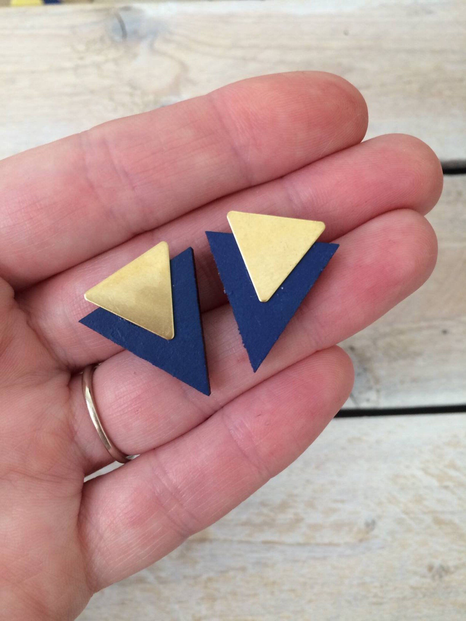 Handcrafted geometric earrings Geometric earrings Triangle | Etsy