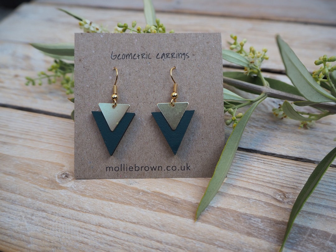 Beautiful and Unique Geometric Triangle Earrings Handmade Triangle Drop ...