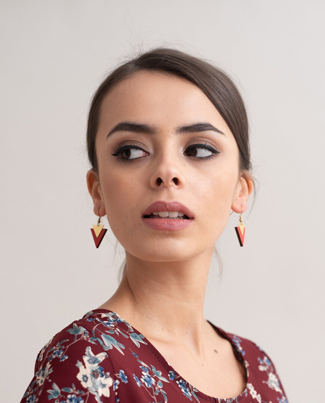 Beautiful and Unique Geometric Triangle Earrings Handmade Triangle Drop ...