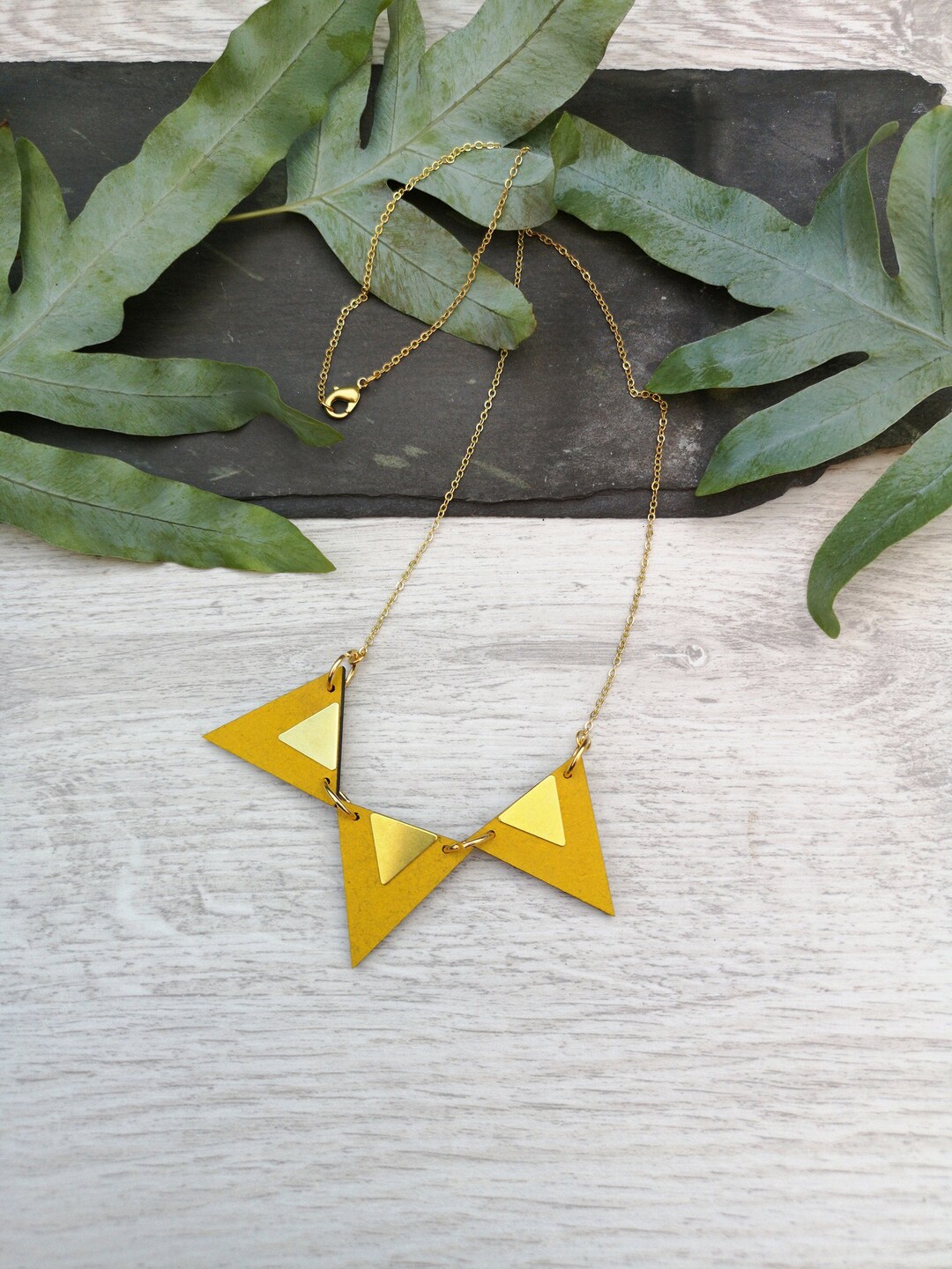 Triple Triangle Necklace Geometric Necklace Geo Jewellery - Etsy