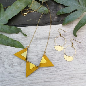 Triple Triangle Necklace Geometric Necklace Geo Jewellery - Etsy