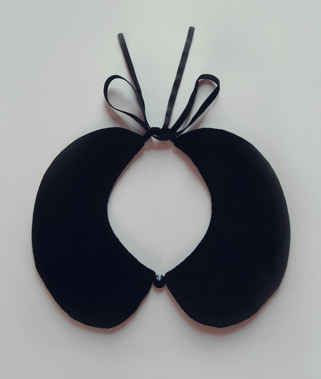 Handmade Black Velvet Peter Pan Style Collar, Necklace With Swarovsky ...
