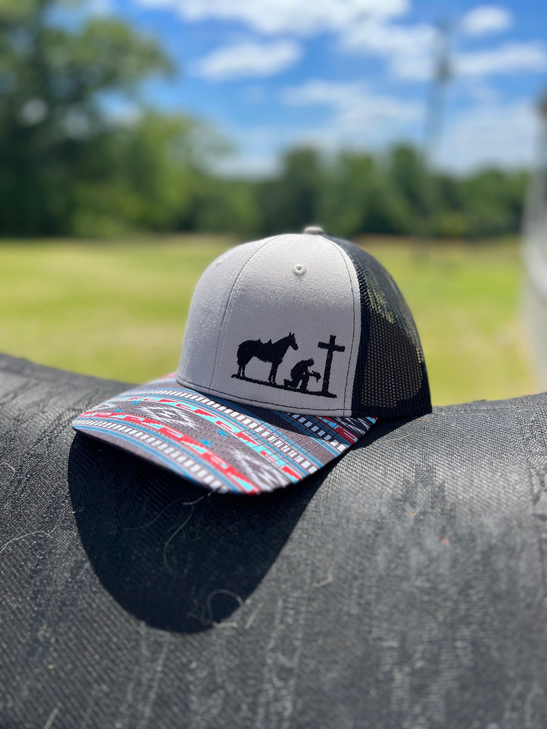 Praying Cowboy Aztec Snapback Trucker Hat - Etsy