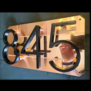 Copper Address Sign / House Numbers / Home Address Plaque / Unique Art ...