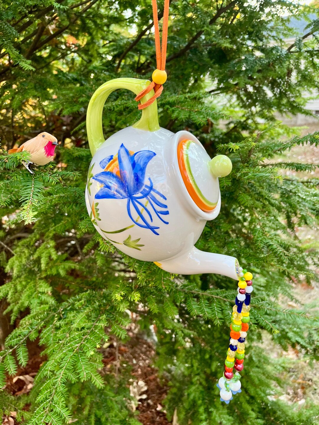 Floral Tea Pot Kitchen Decoration, Garden Tea Pot Decor, Hanging Yard ...