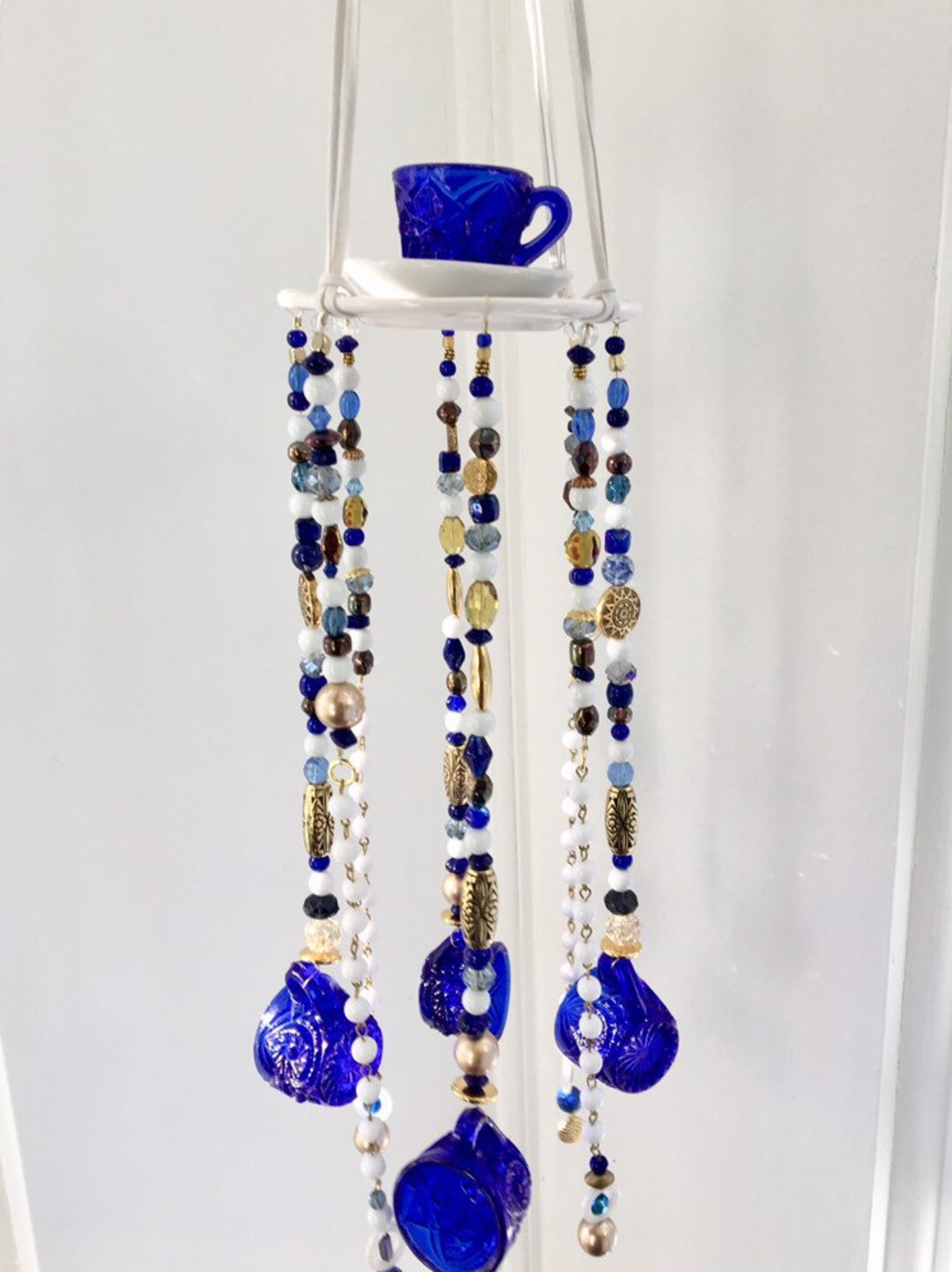 Coffee Cup Wind Chimes Kitchen Decoration Blue White Decor - Etsy