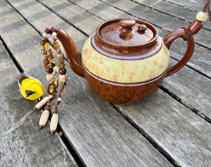 Outdoor Spring Garden Tea Pot, Hanging Yard Art, Floral Tea Pot Kitchen ...