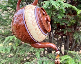 Outdoor Spring Garden Tea Pot, Hanging Yard Art, Floral Tea Pot Kitchen ...