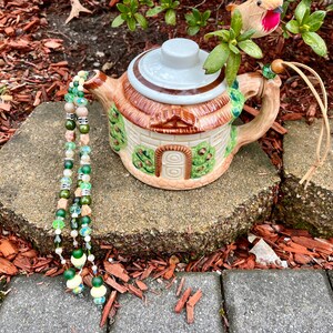 Cottage Tea Pot Garden Decoration, Hanging Kitchen Decor, Upcycled Tea ...