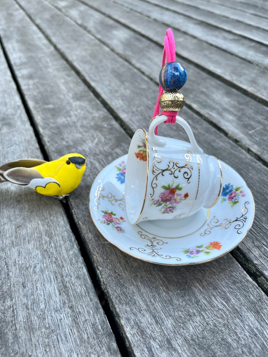 Upcycled Mini Tea Cup Bird Feeder, Tea Cup Saucer, Espresso Demitasse ...