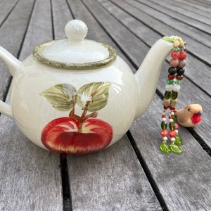 Back to School Teacher Gift, Red Apple Tea Pot, Upcycled Tea Pot Garden ...