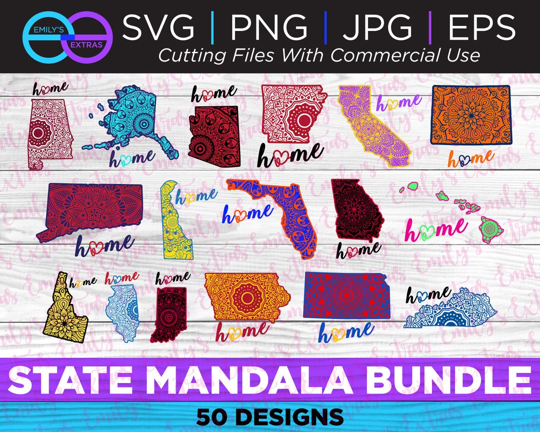 State Mandala Bundle SVG File, Silhouette Cut Files, Cricut Cut Files ...