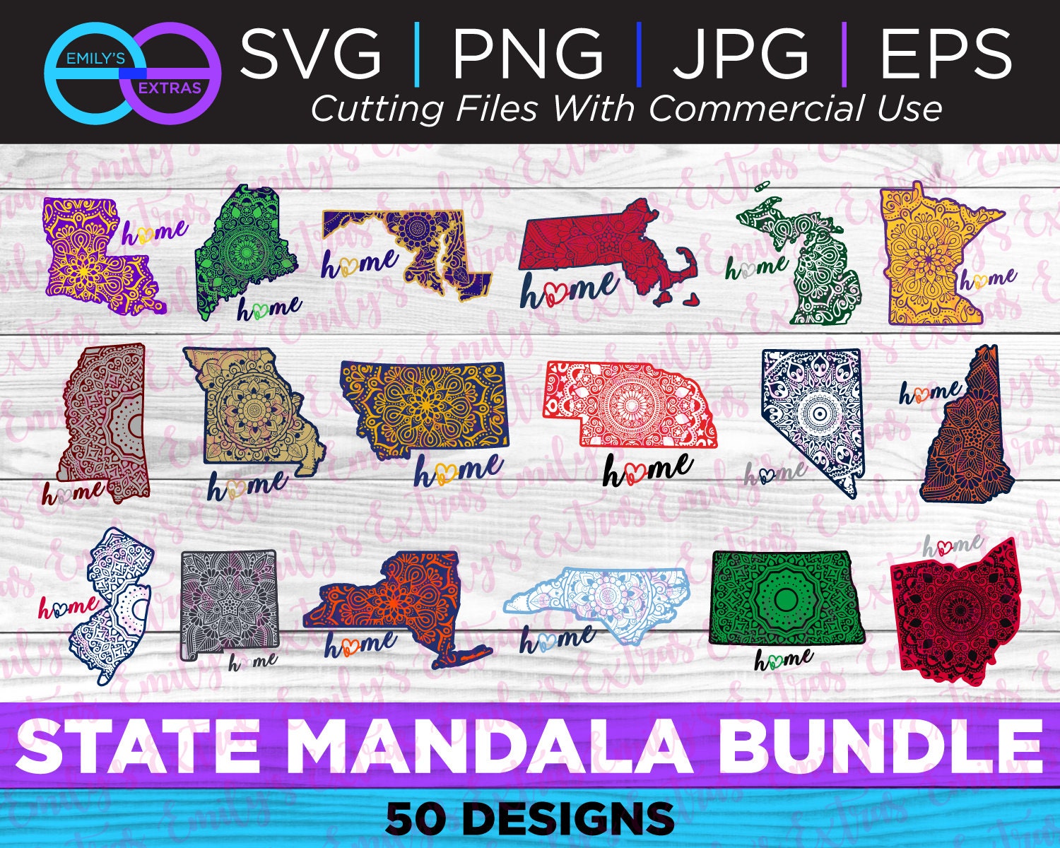 State Mandala Bundle SVG File, Silhouette Cut Files, Cricut Cut Files ...