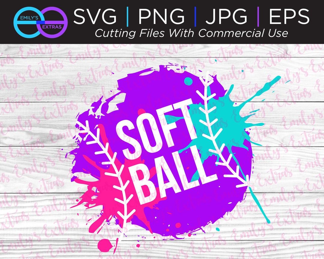 Softball Paint Splatter Svg Eps Jpg Png Files for Cutting Machines ...