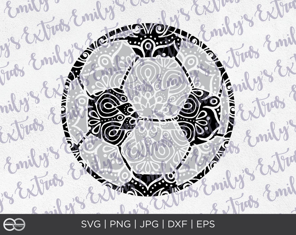 Soccer Mandala File, Soccer Zentangle, Soccer SVG, Silhouette Cut Files ...