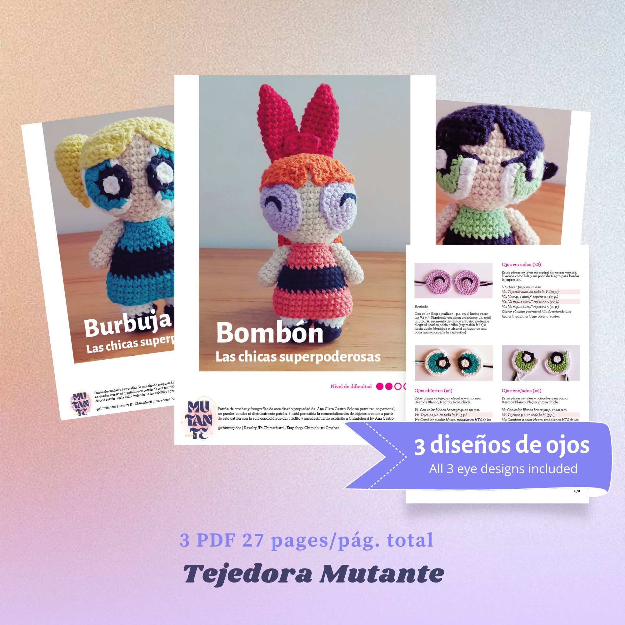 Powerpuff Girls - Amigurumi Patterns Set X3 PDF - ENG & SPA - Etsy