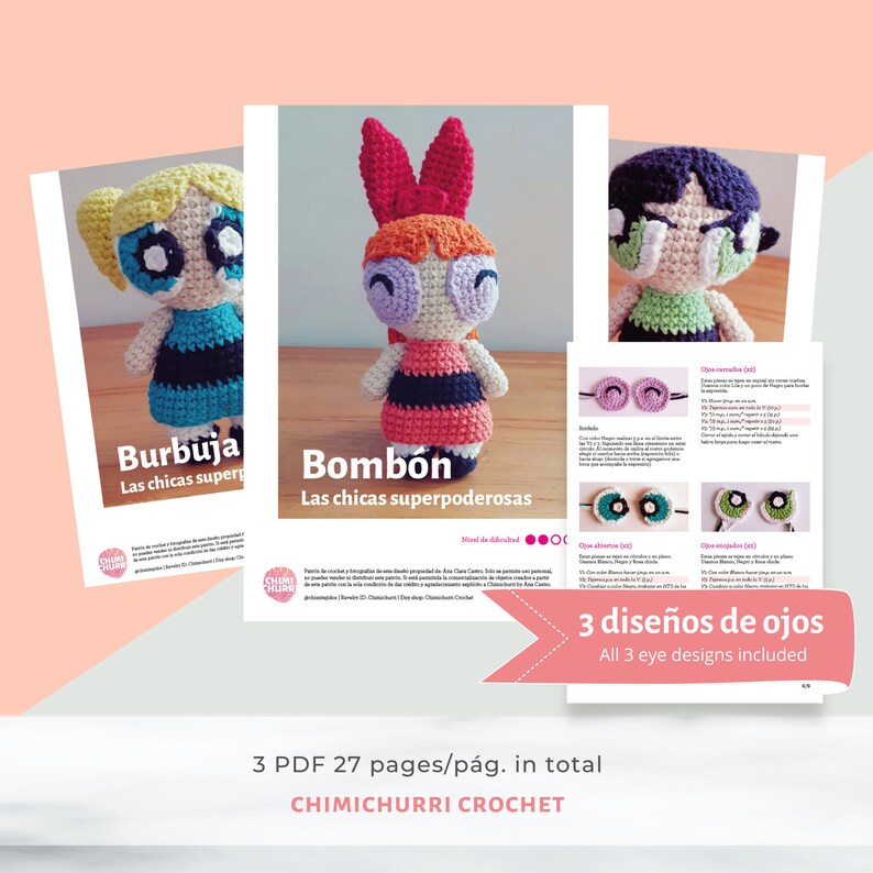 Powerpuff Girls Amigurumi Patterns Set X3 PDF ENG & SPA - Etsy