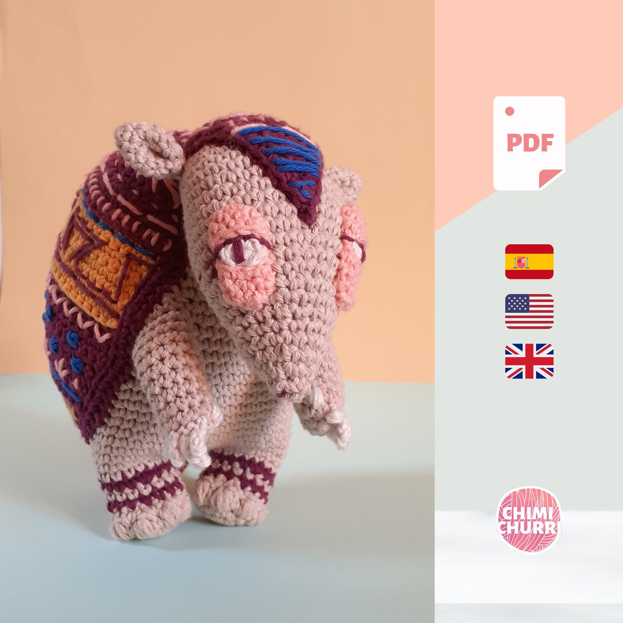 Giant Armadillo PDF Amigurumi Pattern ENG & SPA - Etsy