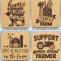 Canning Jam Farm Garden Fabric Coaster Set, Double Sided Coaster, Desk ...