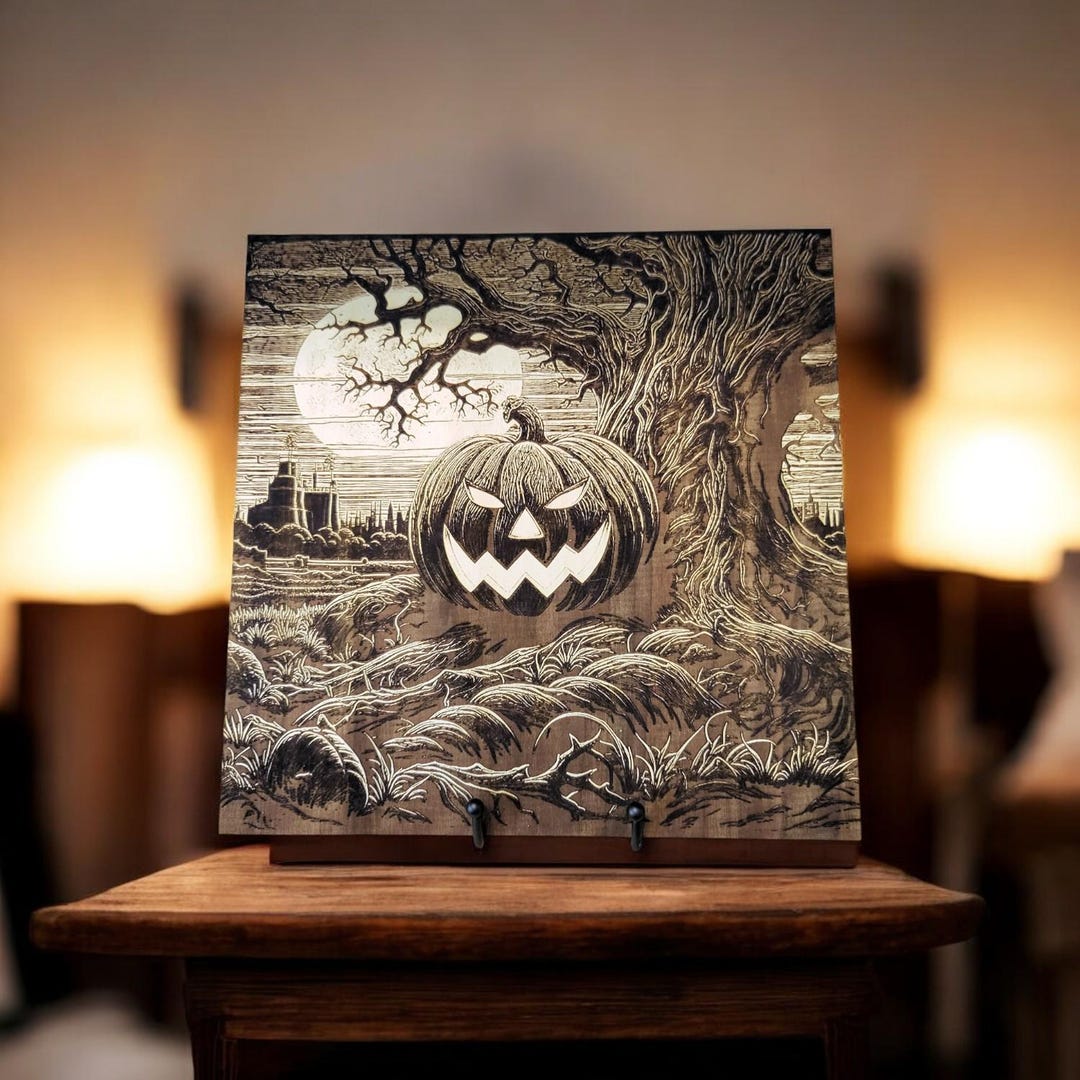 Laser Engraved Halloween Pumpkin Art on 1/4 Inch Plywood - Perfect ...