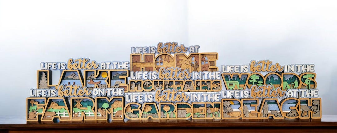 Life is Better Multilayer Sign, Handcrafted Plywood Art With 7 Unique ...