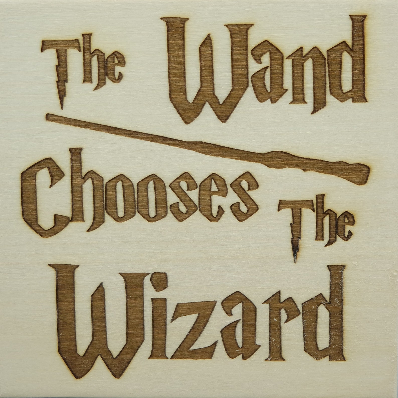 The Wand Chooses the Wizard laser engraved wood shelf sign | Etsy