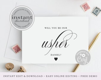 Wedding Usher Card - Etsy
