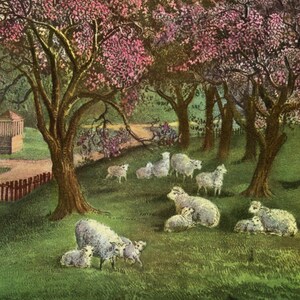 American Homestead Spring Scene - Currier & Ives Instant Wall Art ...
