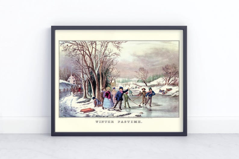 Antique Ice Skating Currier & Ives Wall Art Printable, Winter Art ...