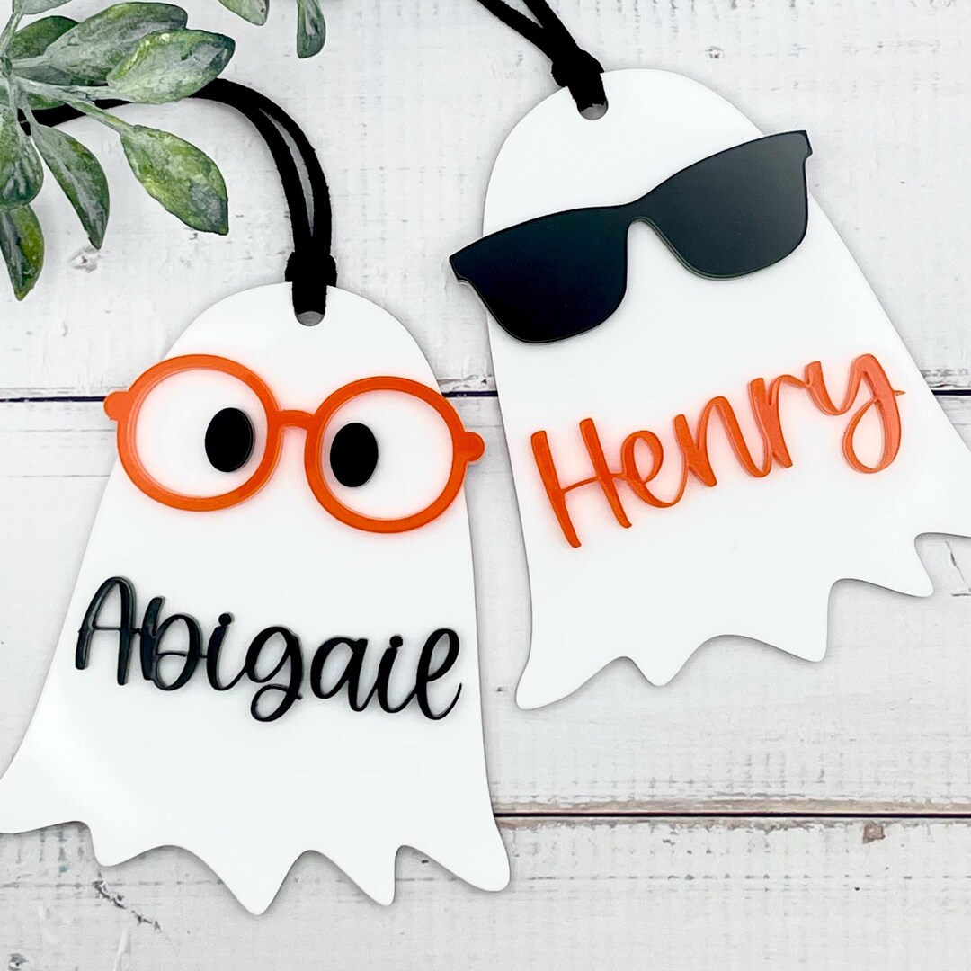 Halloween Ghost Name Tag for Trick or Treat Bag Bucket or Basket ...