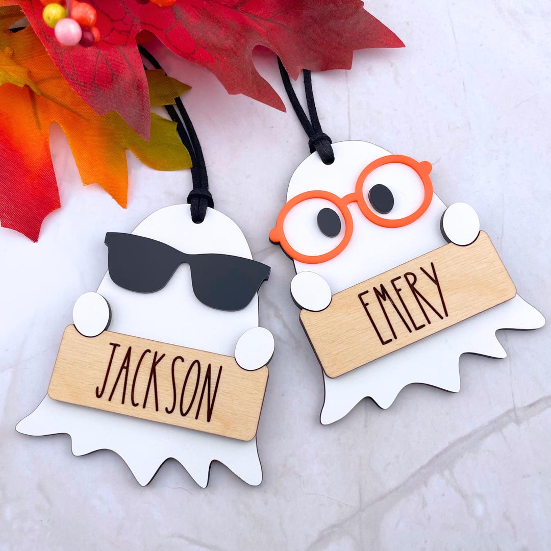 Halloween Ghost Name Tag for Trick or Treat Bag Bucket or Basket ...