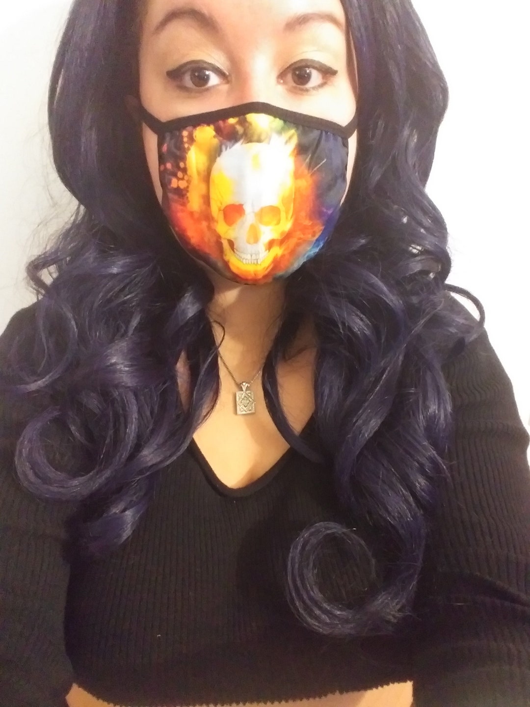 Skull on Fire Face Mask Unisex Adult Teen Washable Lightweight ...